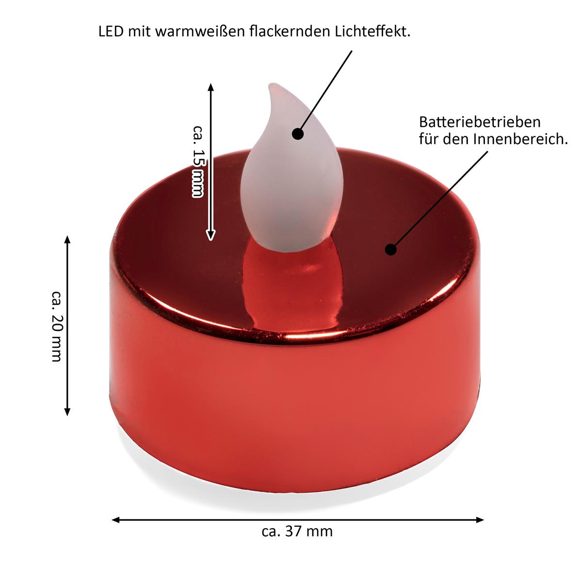 8er Set LED Teelicht rot batteriebetrieben Teelichtkerzen flammenlos Xmas